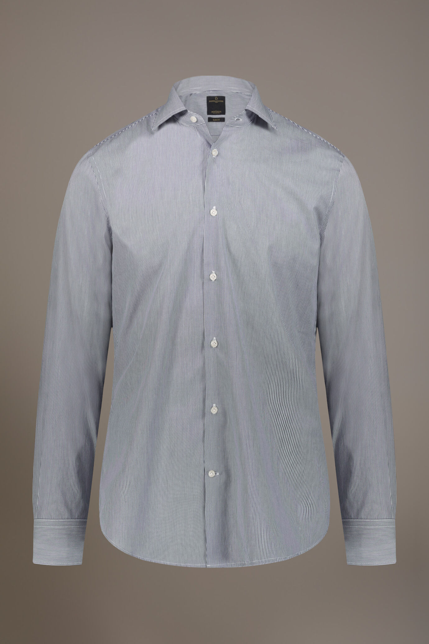 Camicia classica collo francese slim fit tessuto tinto filo rigato ...