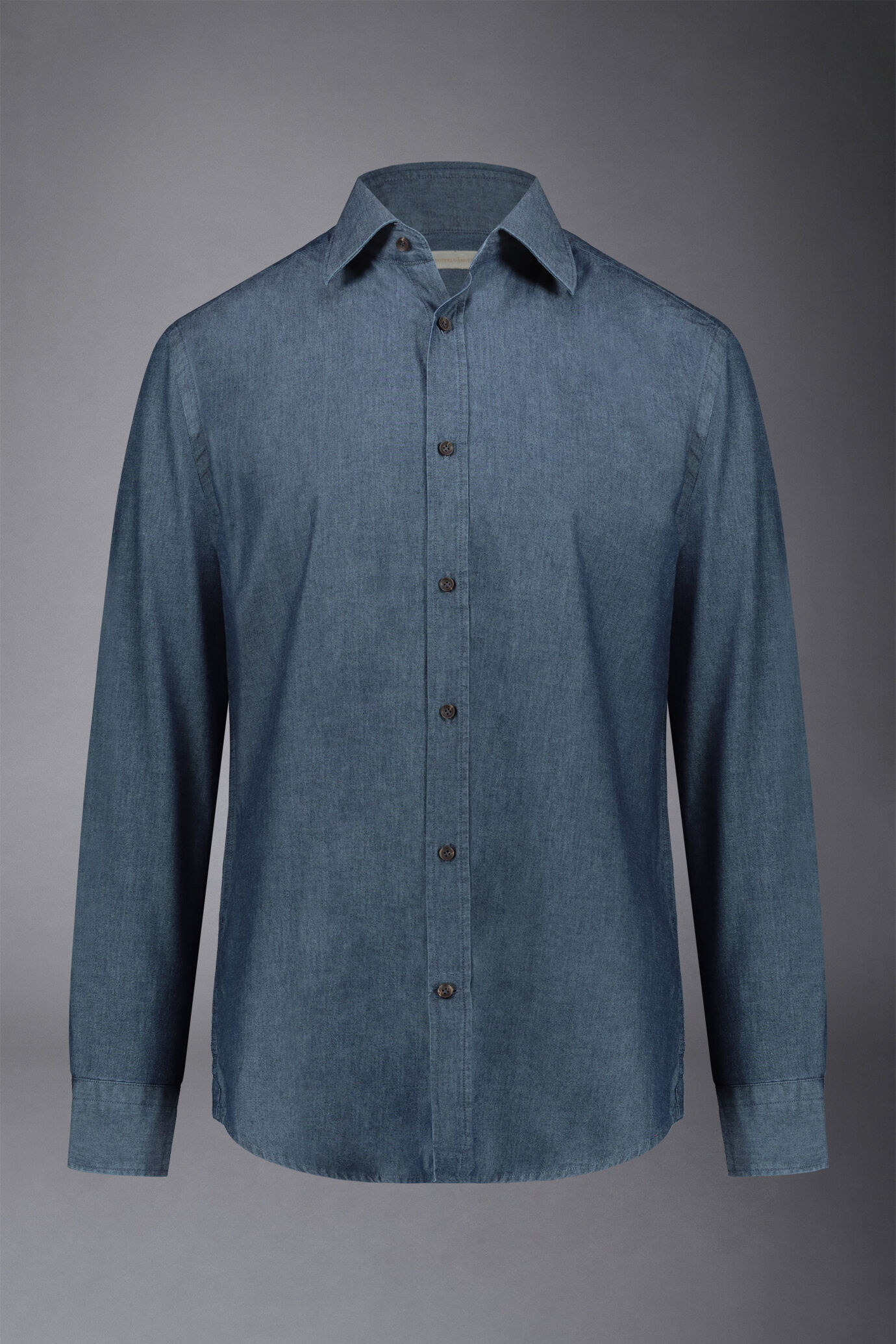 Camicia casual uomo collo francese comfort fit tessuto chambray ...
