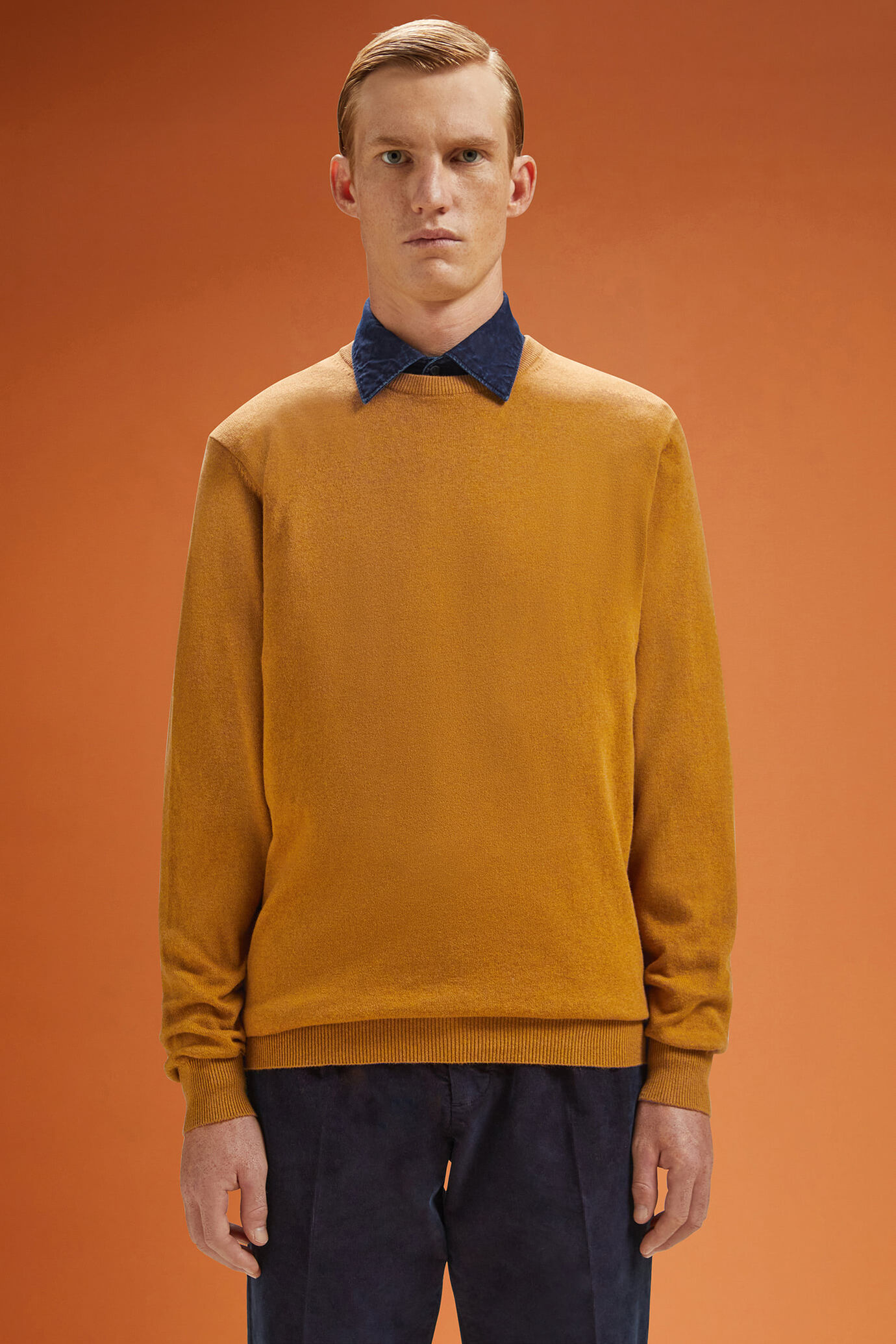 Men's regular fit crew neck jumper in wool and cotton | Doppelganger ...