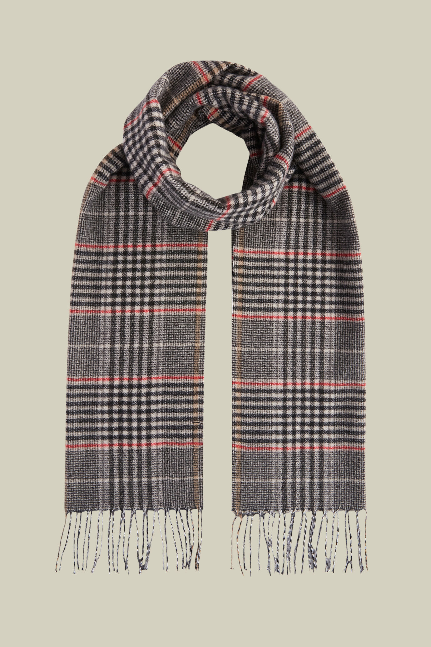 Men's checked scarf with fringes | Doppelganger | Shawls and Foulards ...