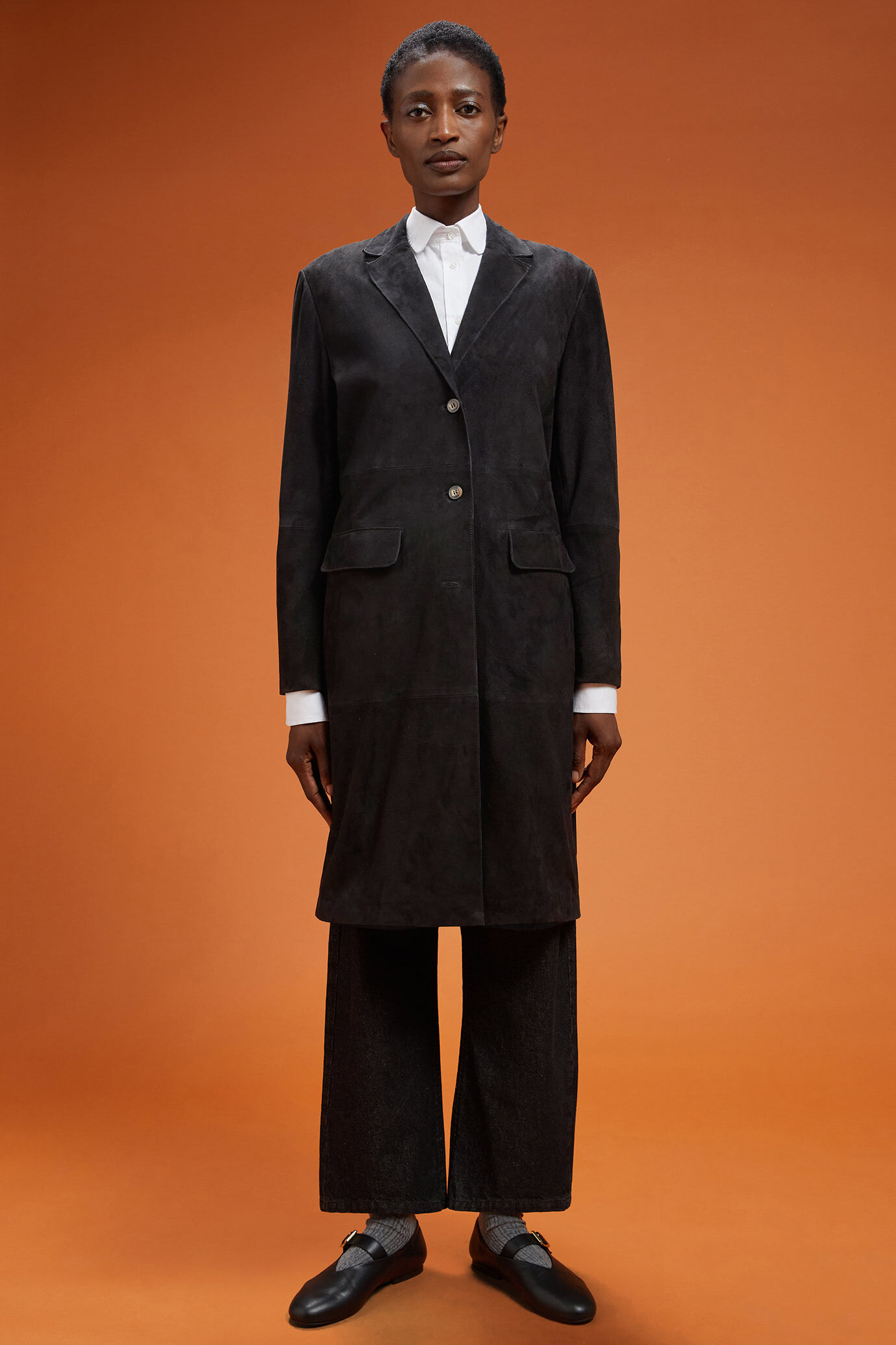 Women's regular fit coat in 100% genuine suede | Doppelganger | Coats ...