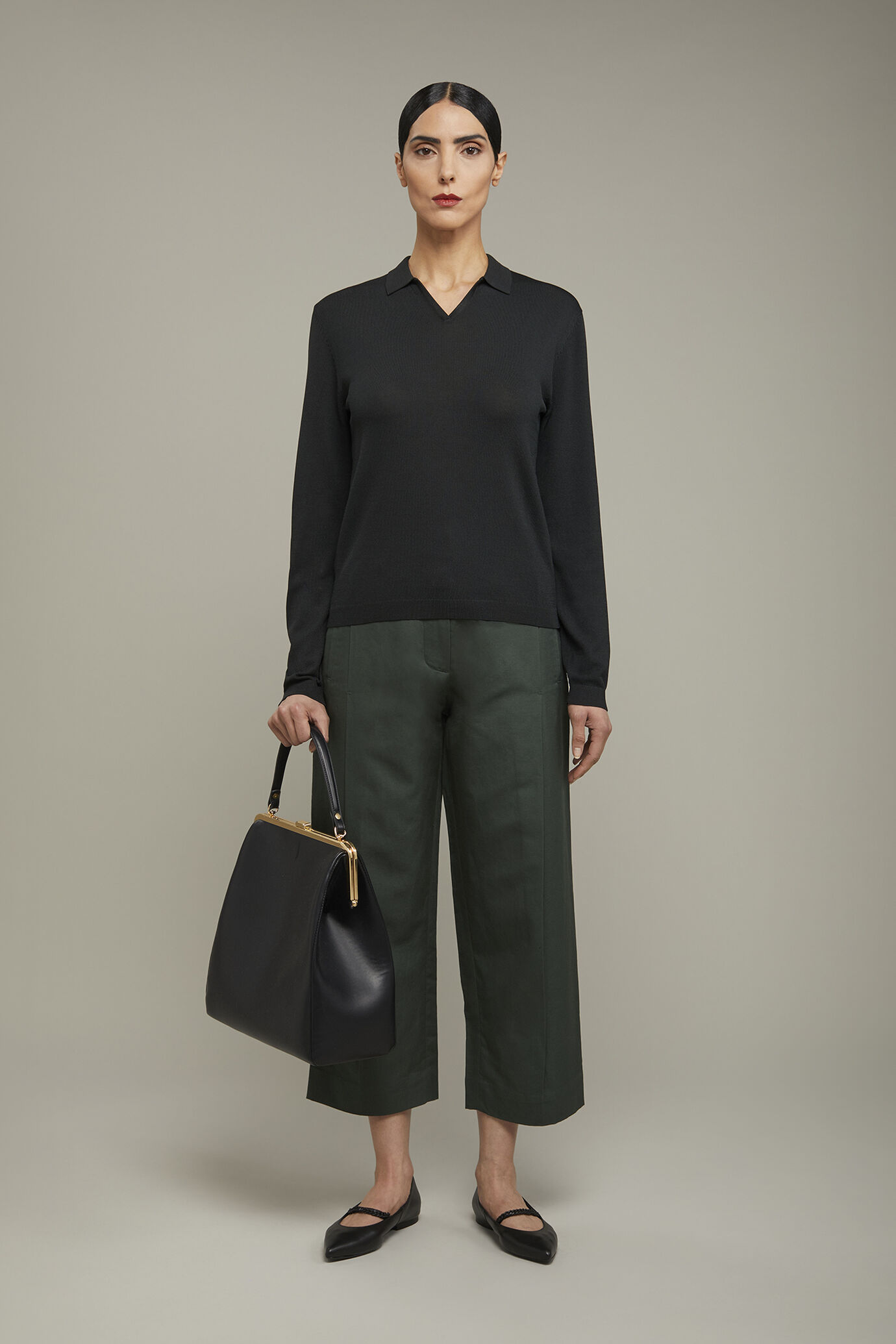 Polo donna in maglia con manica lunga | Doppelganger | Maglie Donna Online