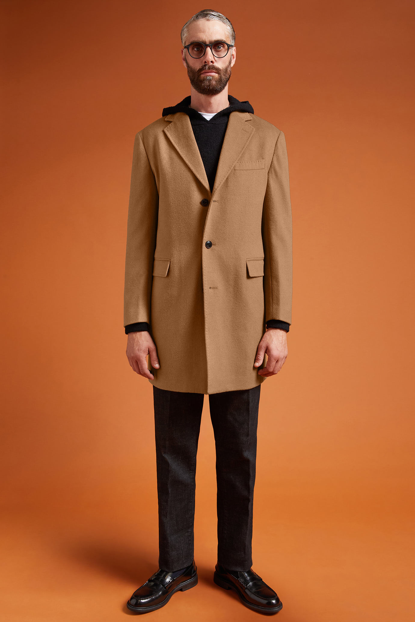 Men's regular fit single-breasted classic coat in a wool blend ...