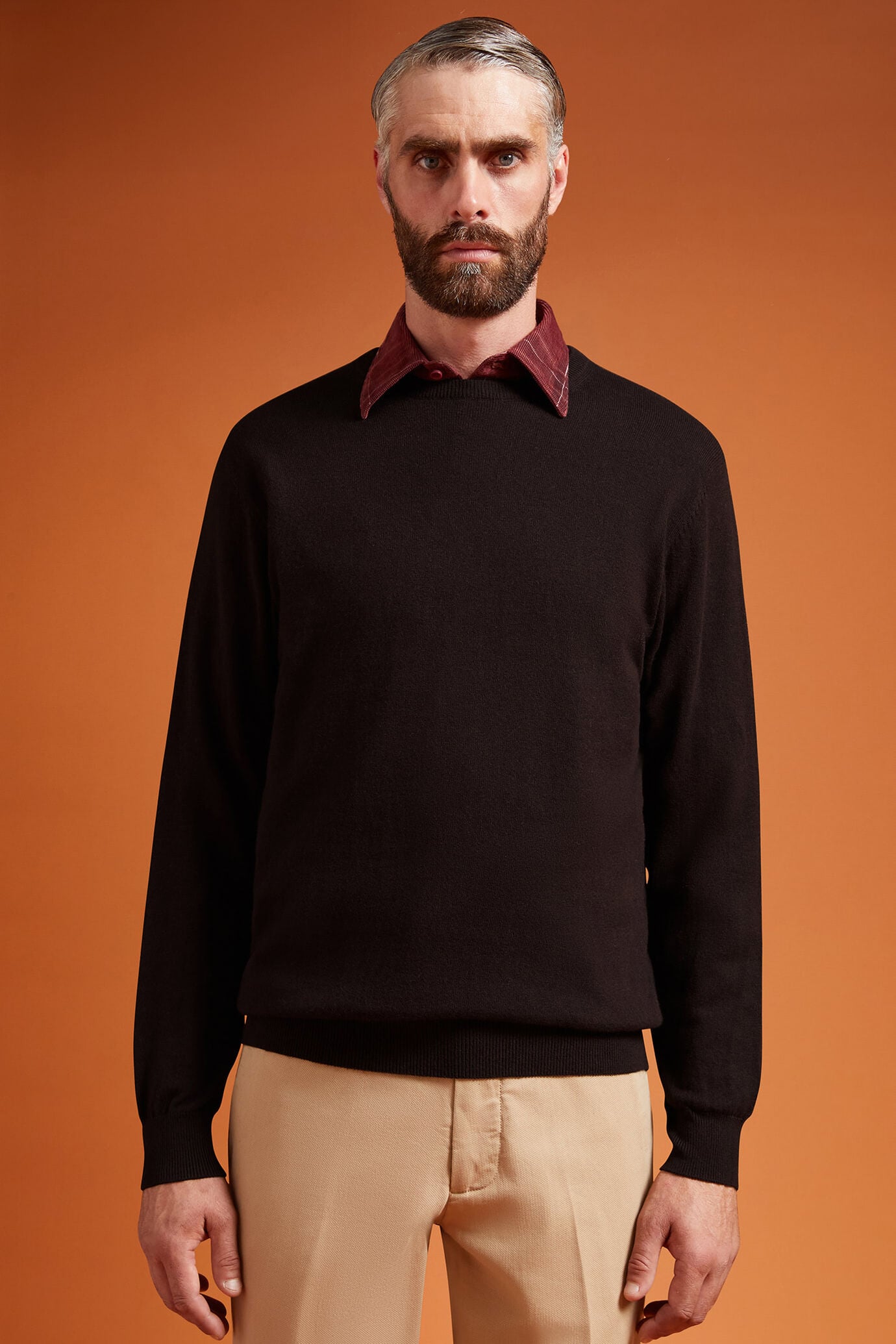 Men's regular fit crew neck jumper in wool and cotton | Doppelganger ...