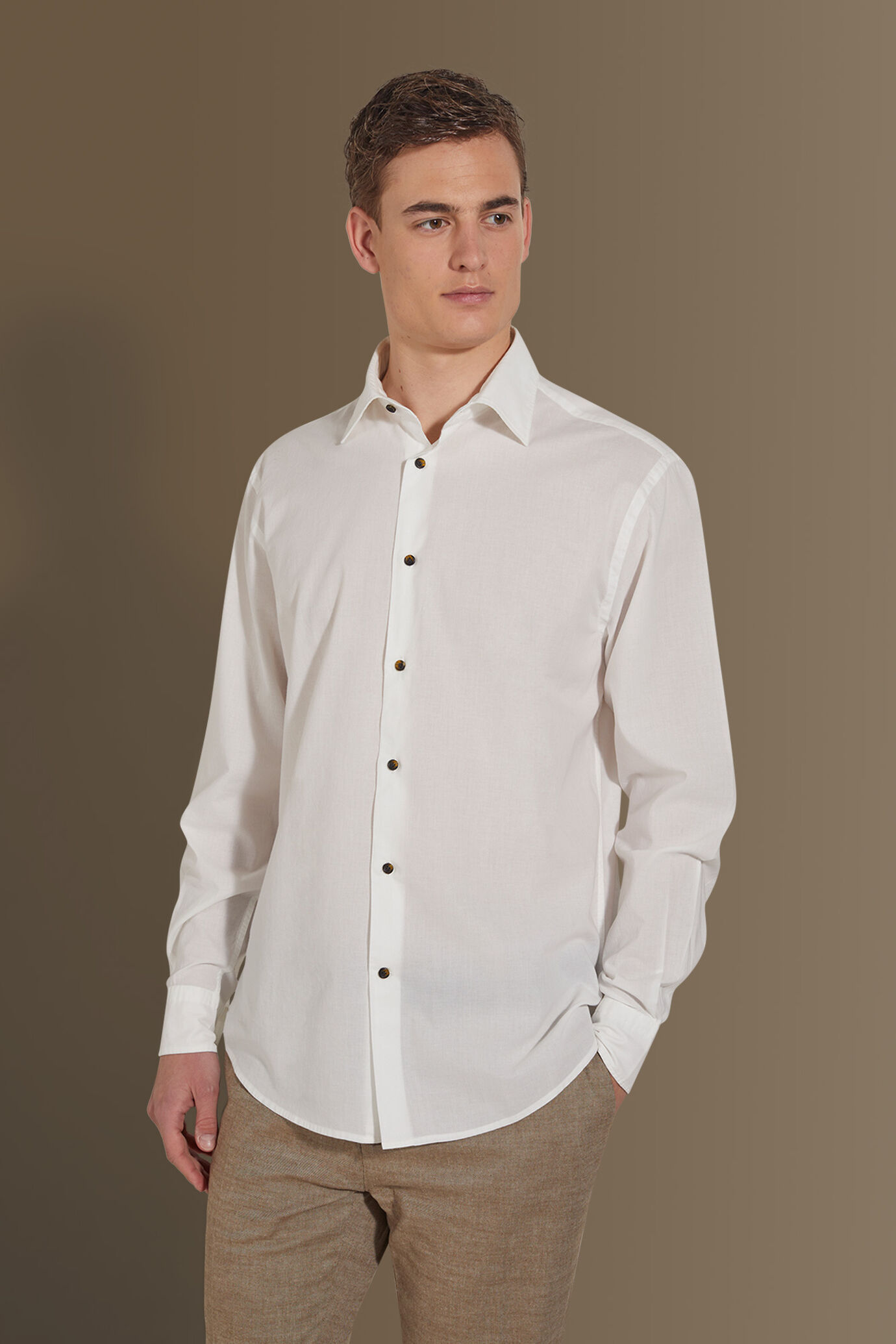 Camicia casual uomo collo francese in mussola di cotone | Doppelganger ...