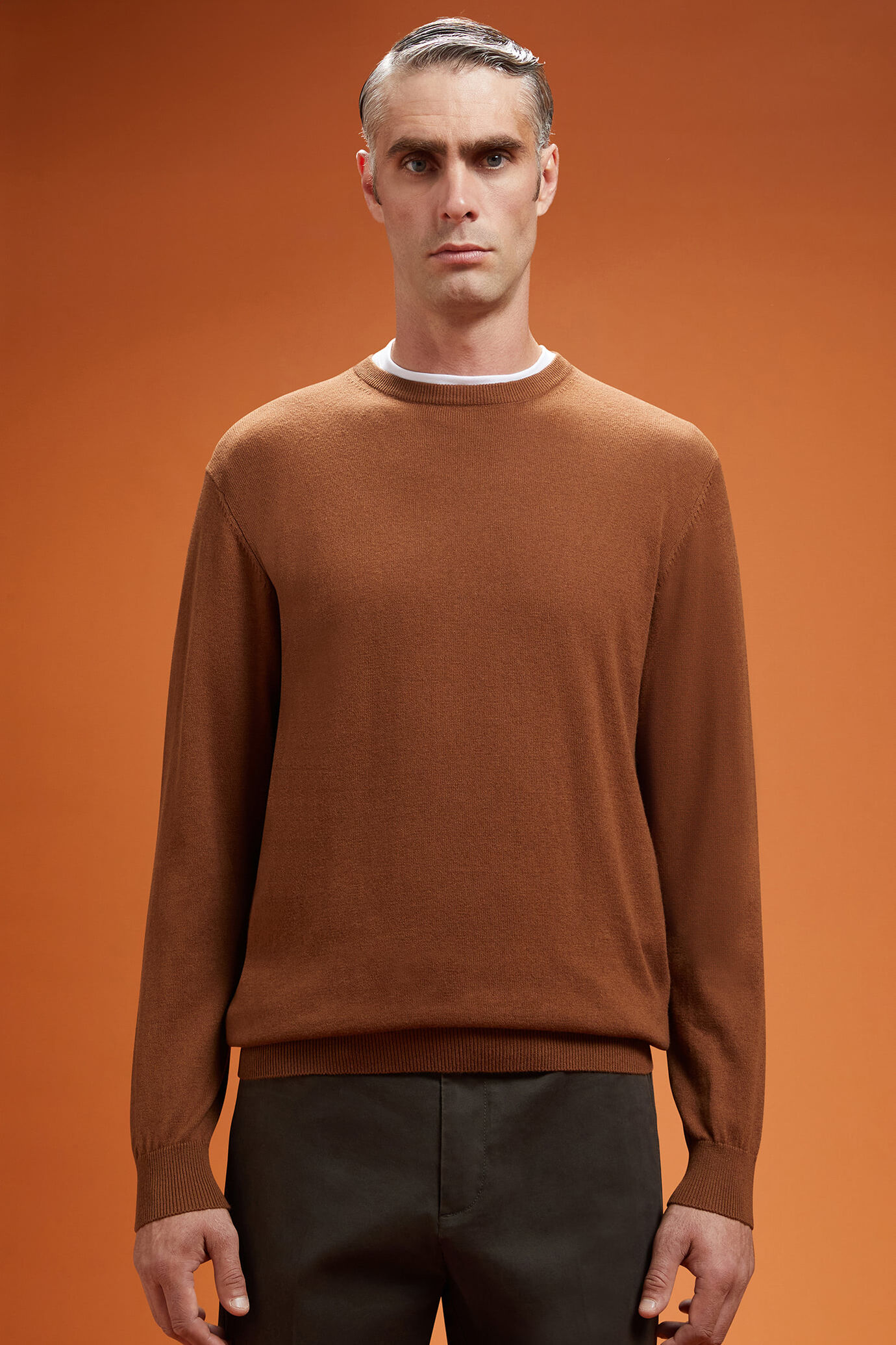 Men's regular fit crew neck jumper in wool and cotton | Doppelganger ...