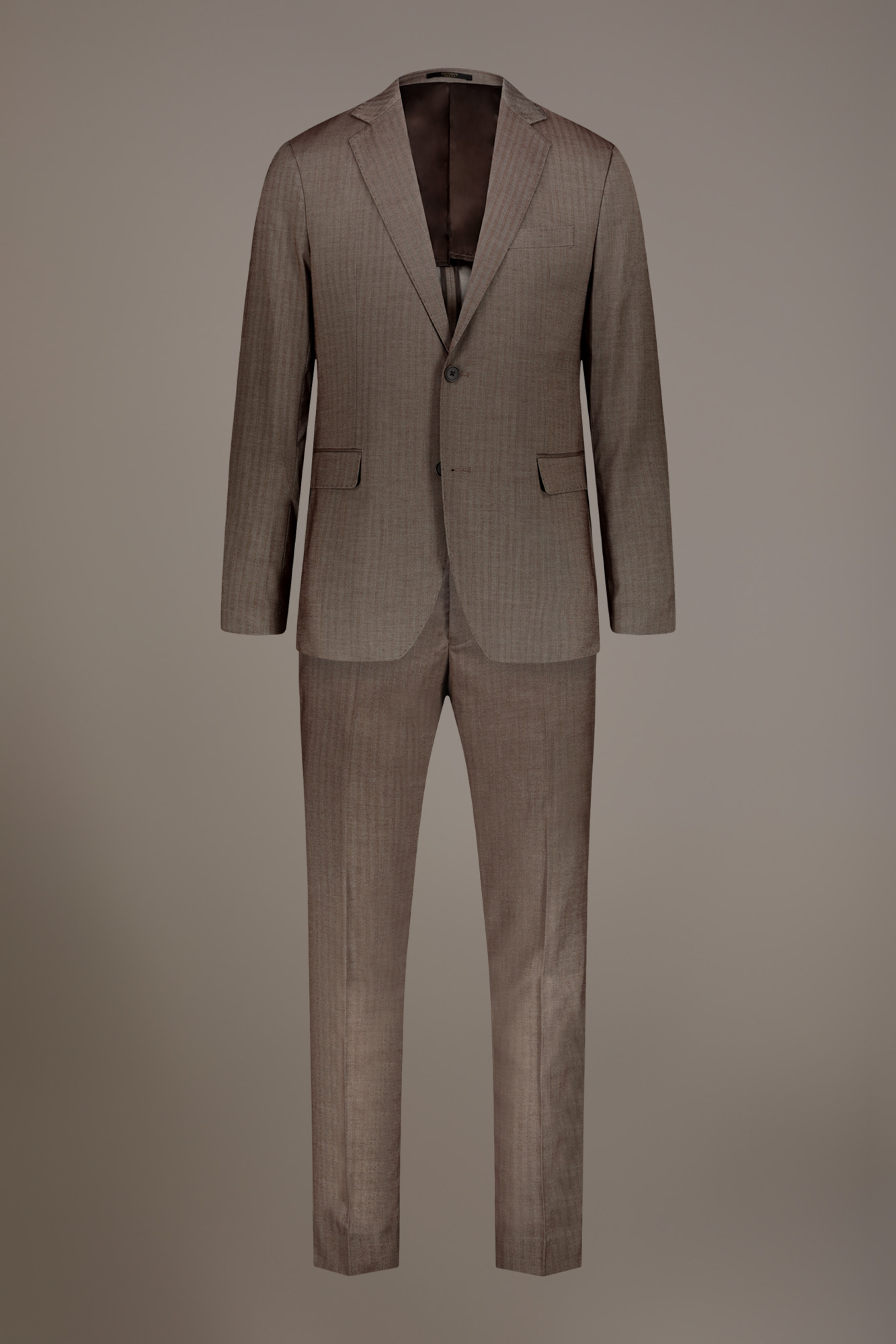 Regular fit single-breasted suit patterned herringbone fabric with ...
