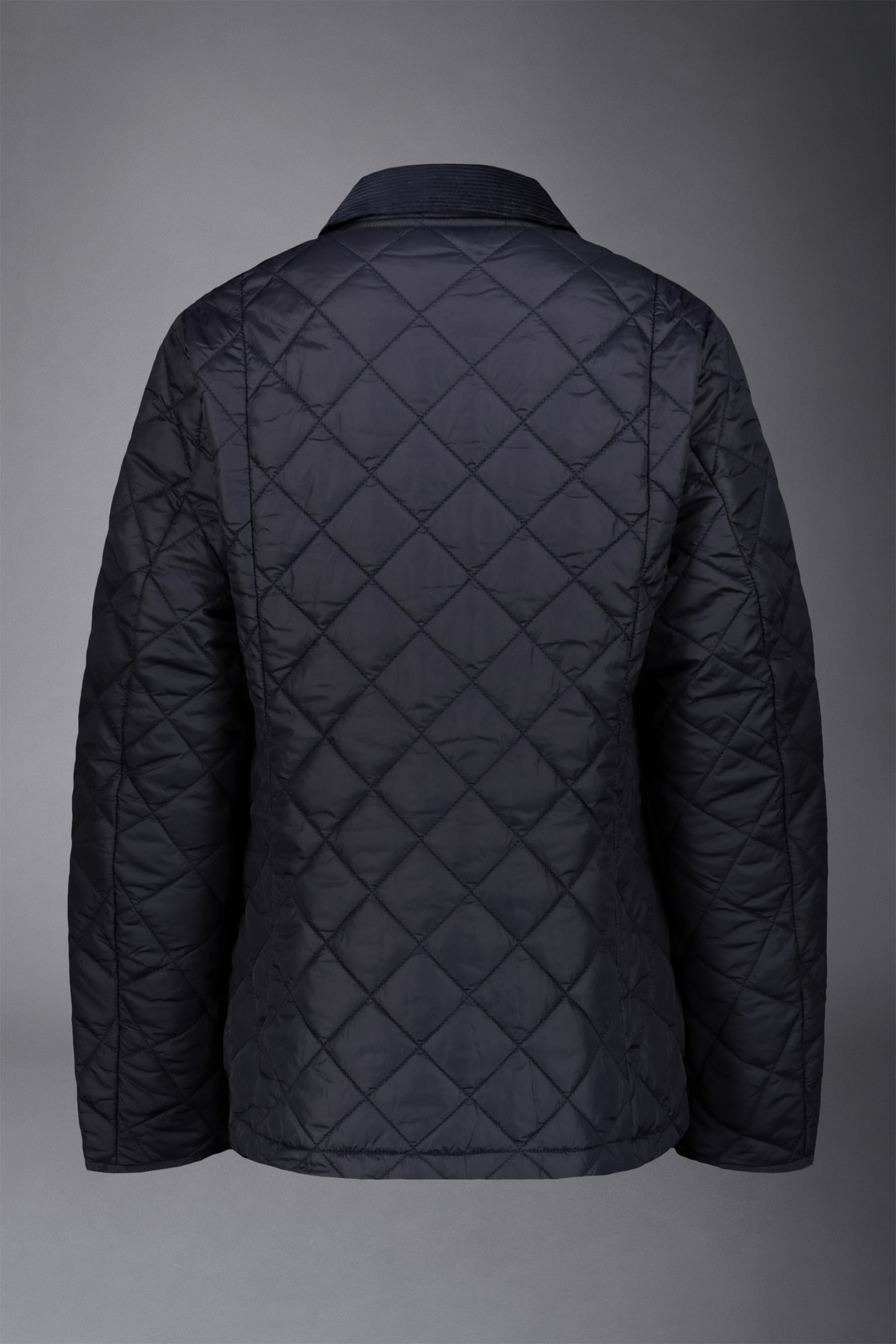 Women's lightly padded quilted jacket with corduroy shirt collar ...