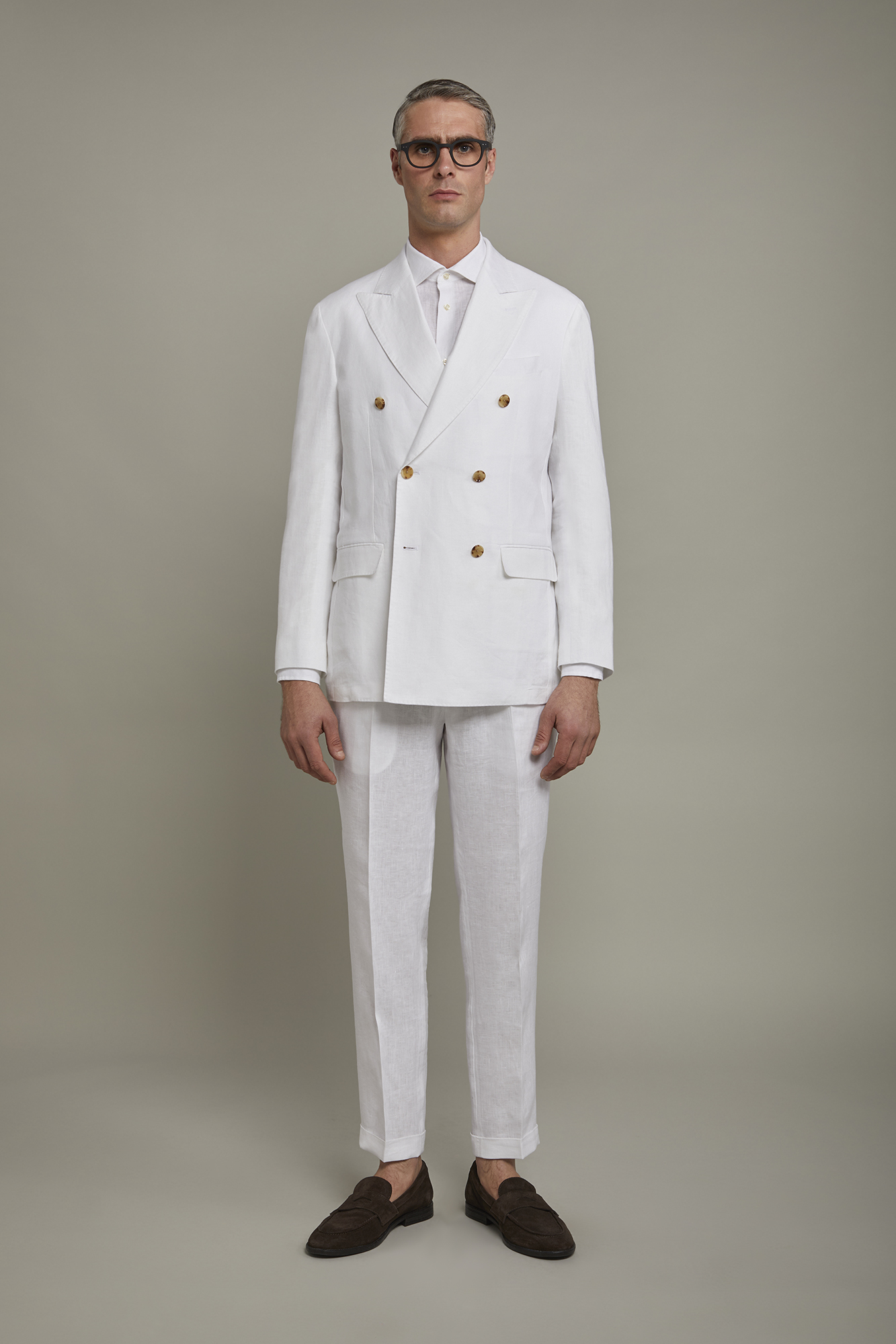Men's double-breasted 100% linen regular fit suit | Doppelganger ...