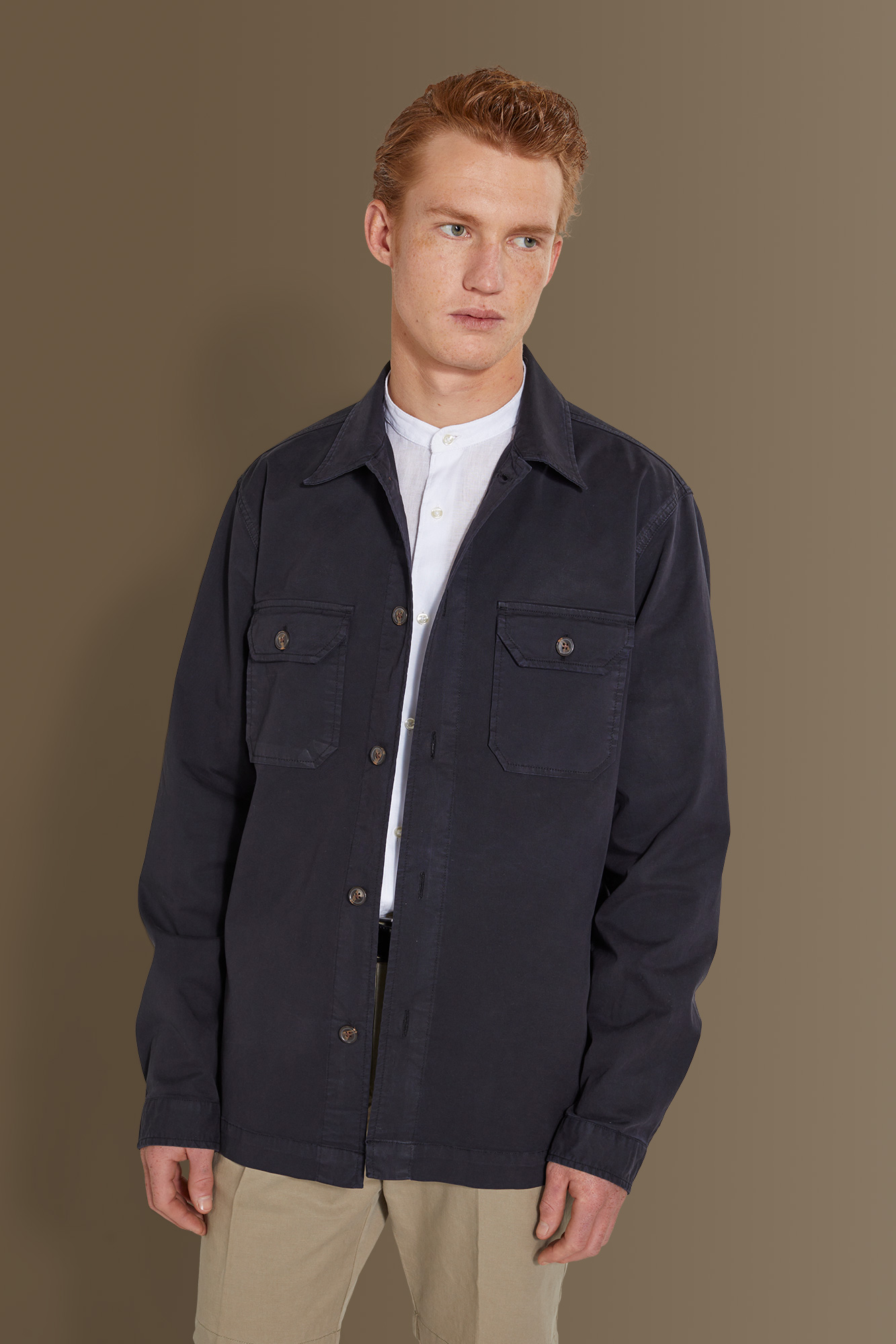 Chambray overshirt french collar | Doppelganger | Men's Shirts