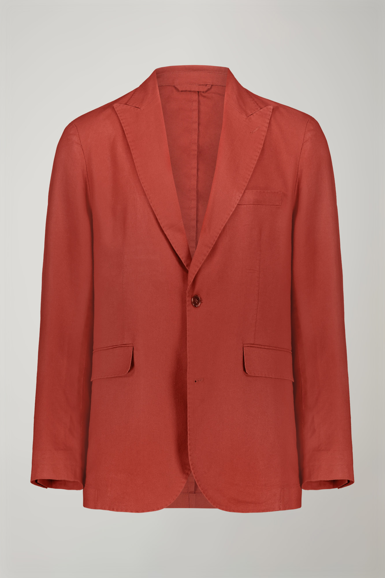 Men's single-breasted unlined linen and cotton blazer with regular fit ...