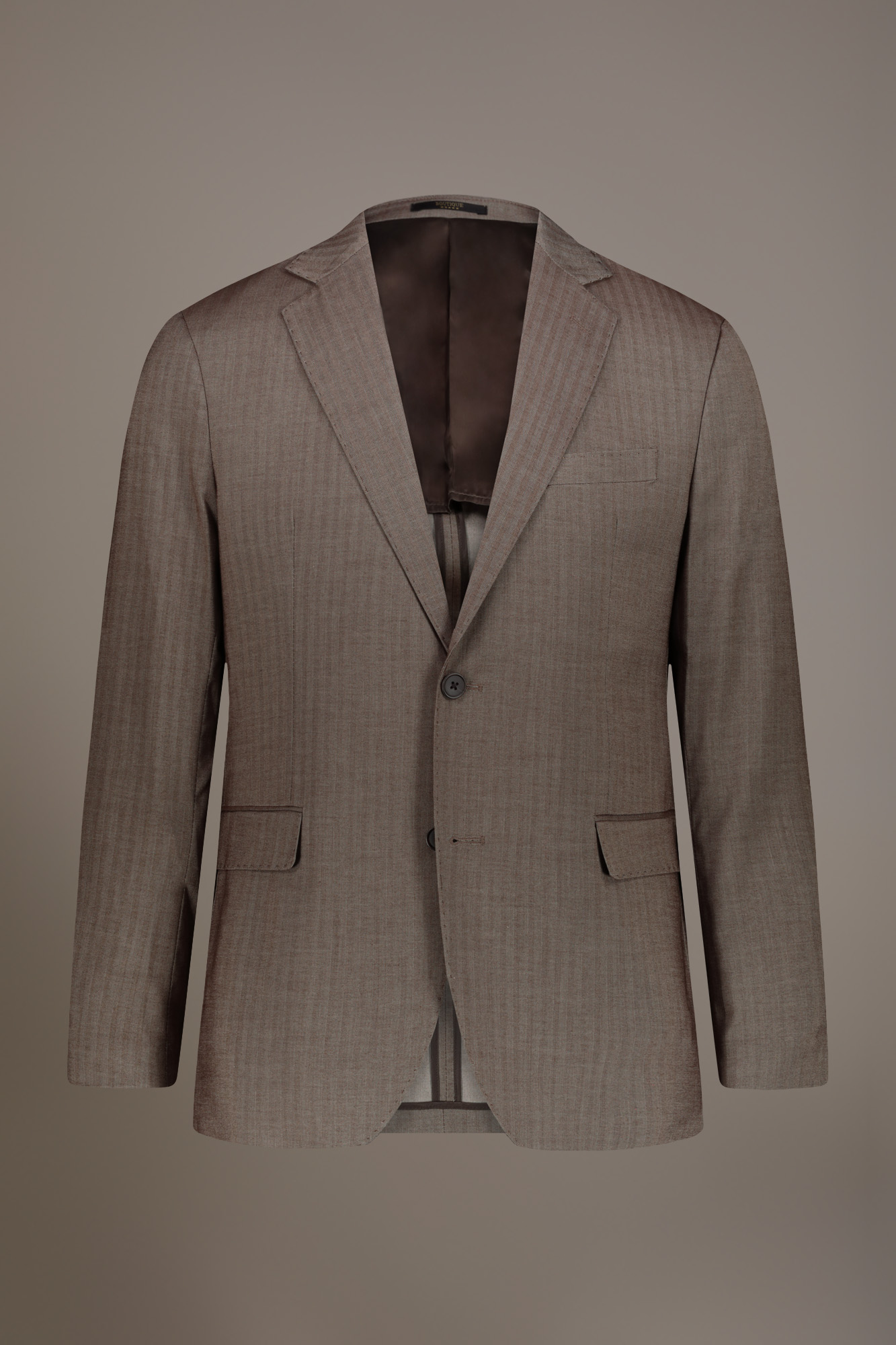 Regular fit single-breasted suit patterned herringbone fabric with ...