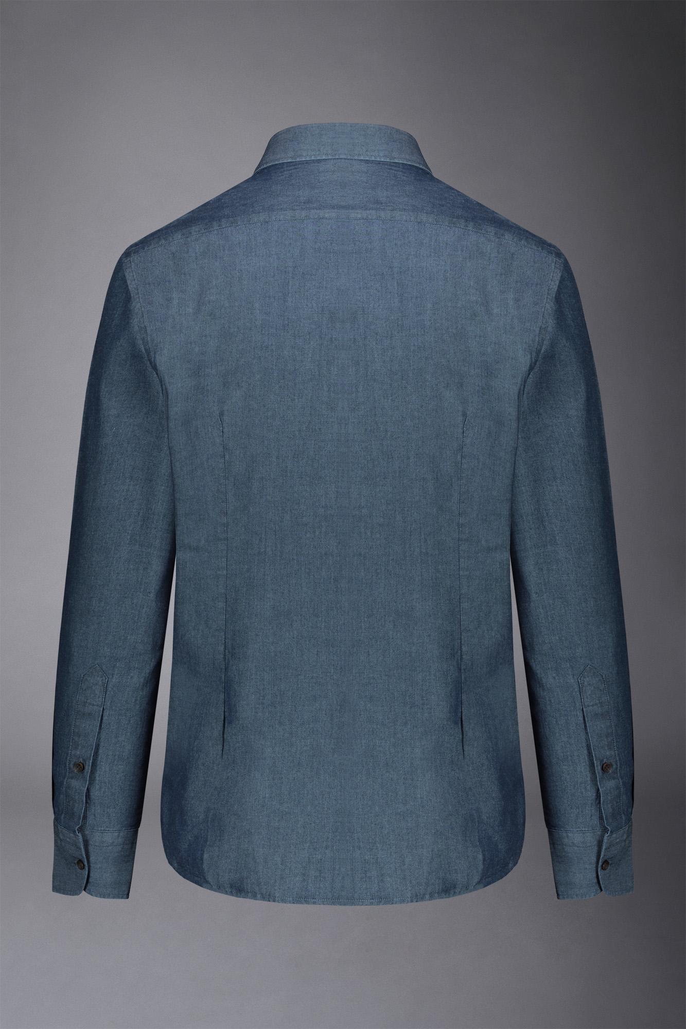 Camicia casual uomo collo francese comfort fit tessuto chambray ...