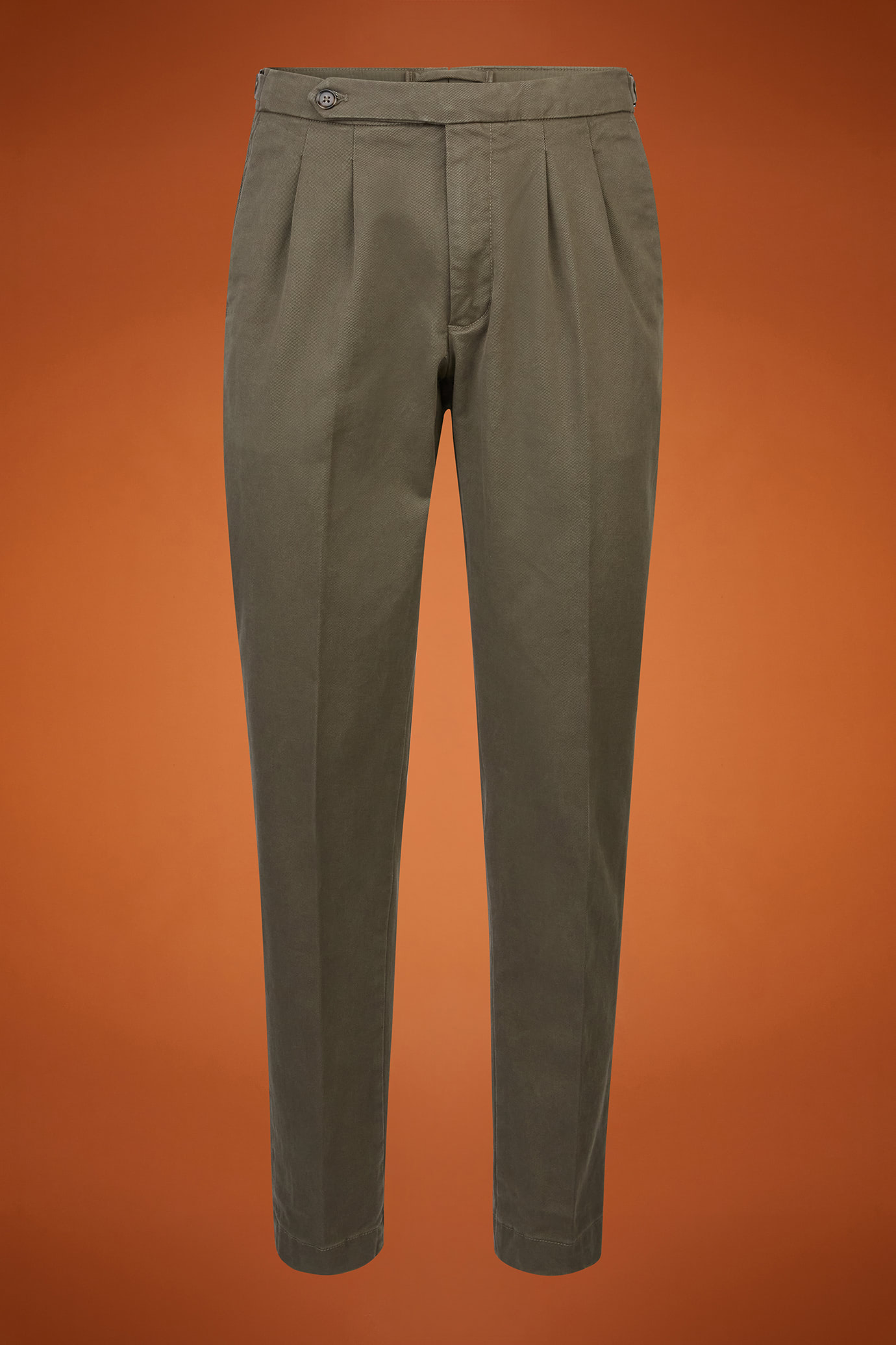 Pantalone uomo doppia pinces tessuto in tela diagonale regular fit ...