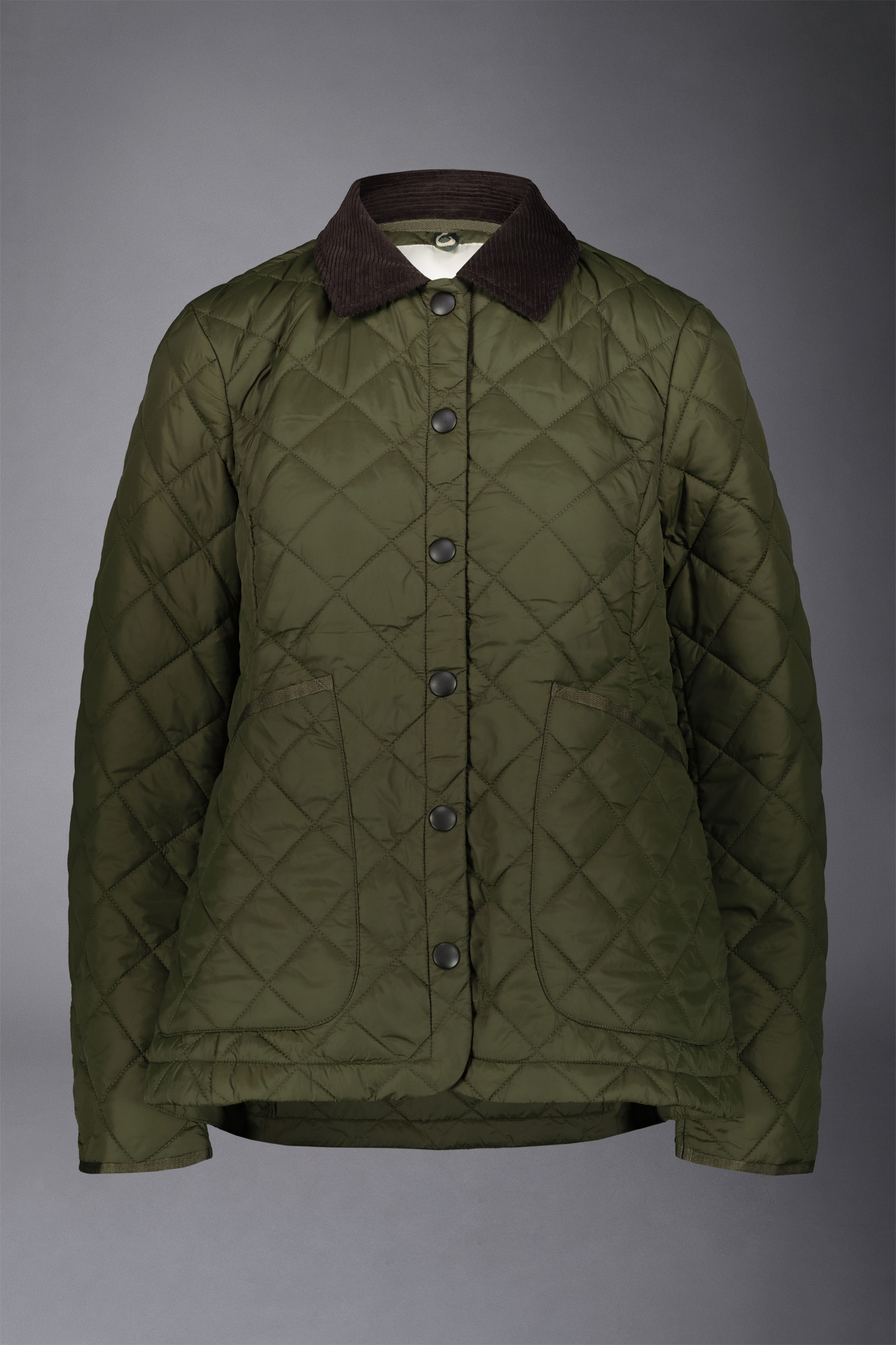 Women's lightly padded quilted jacket with corduroy shirt collar ...