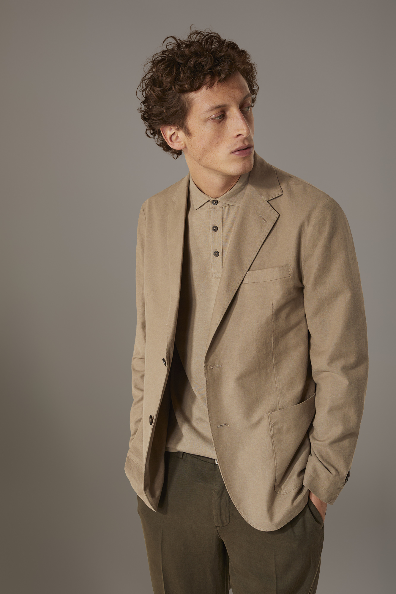 Giacca monopetto lino e cotone con tasca a toppa | Doppelganger ...