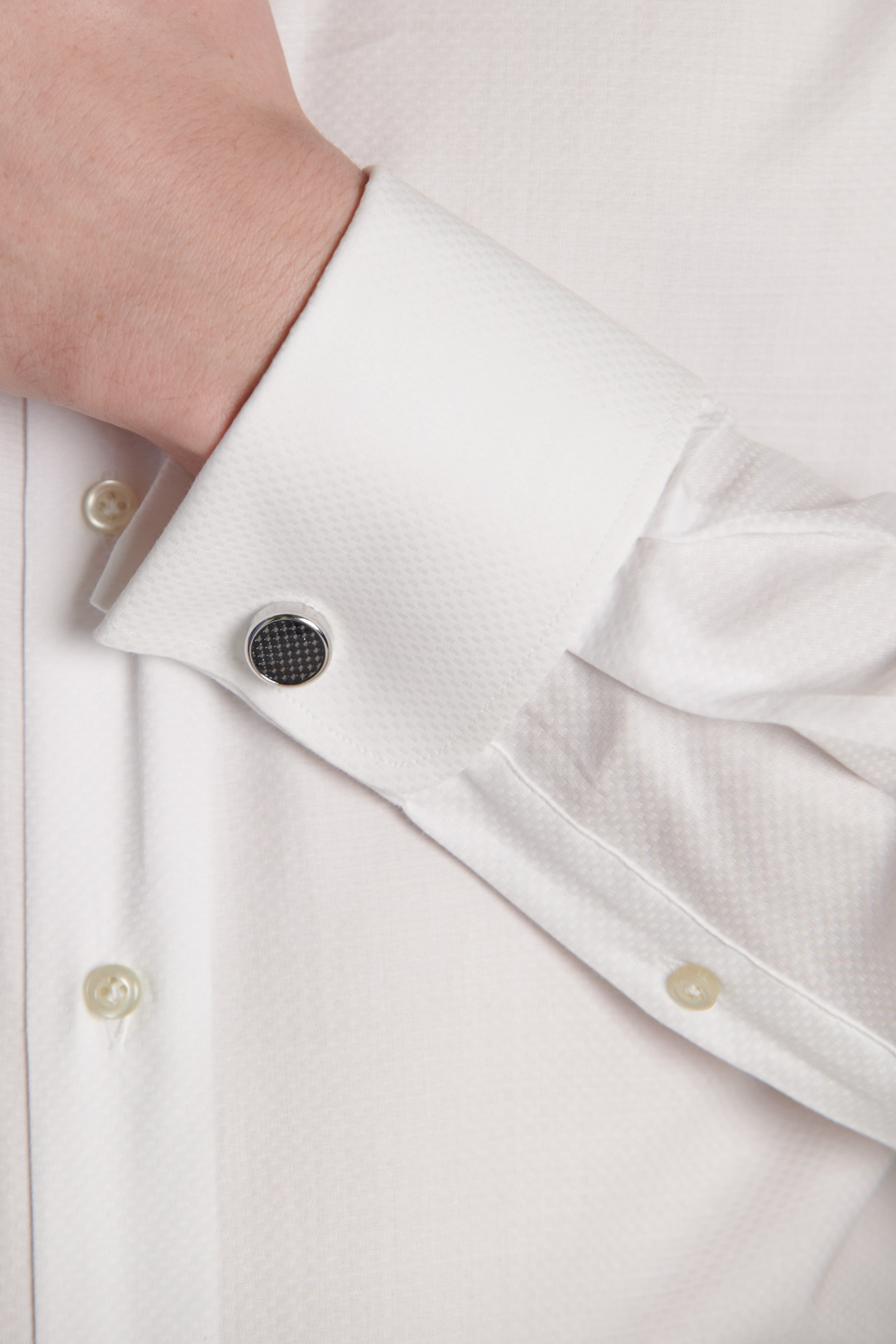 Camicia classica bianca uomo collo italiano con polsino da gemelli ...