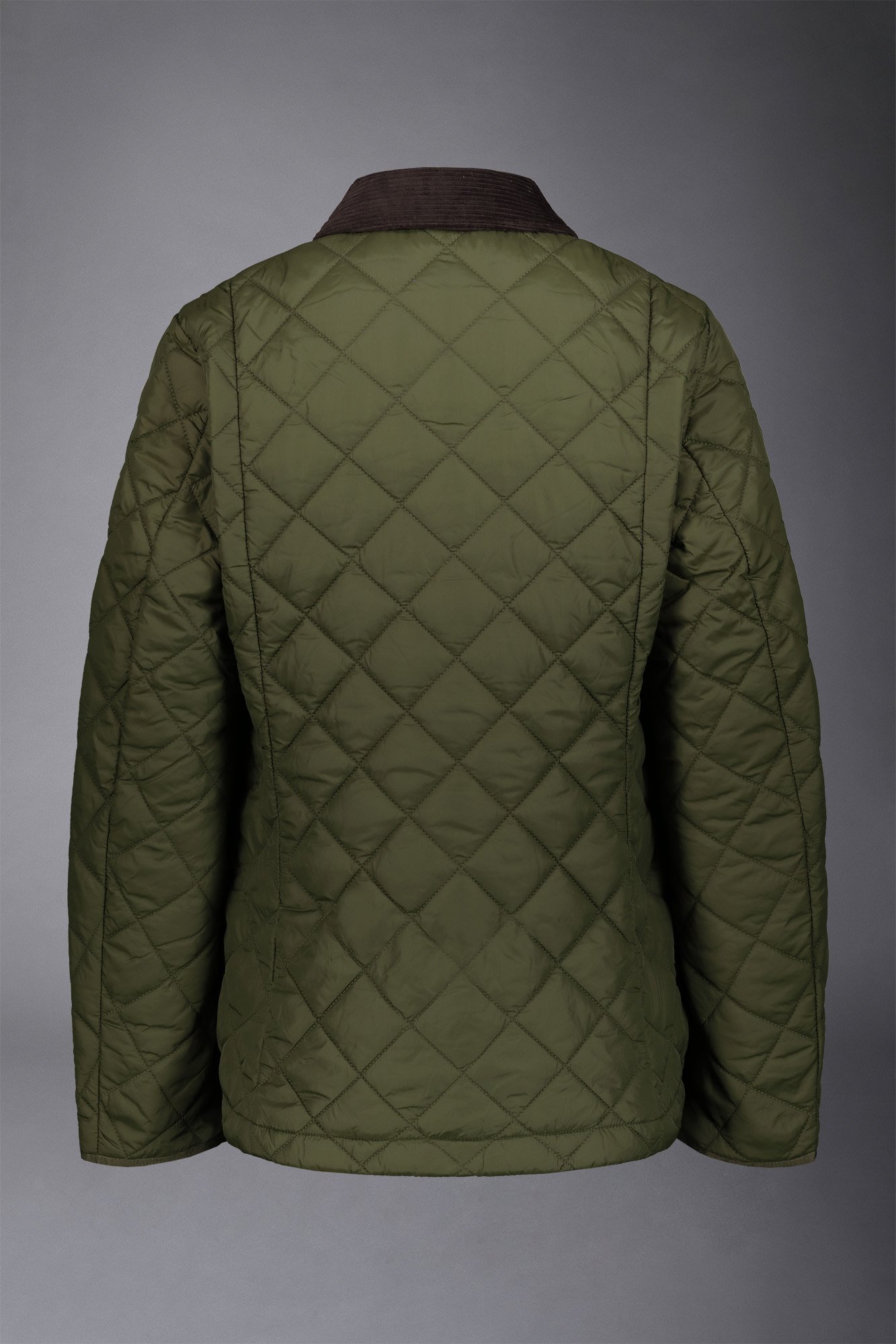 Women's lightly padded quilted jacket with corduroy shirt collar ...