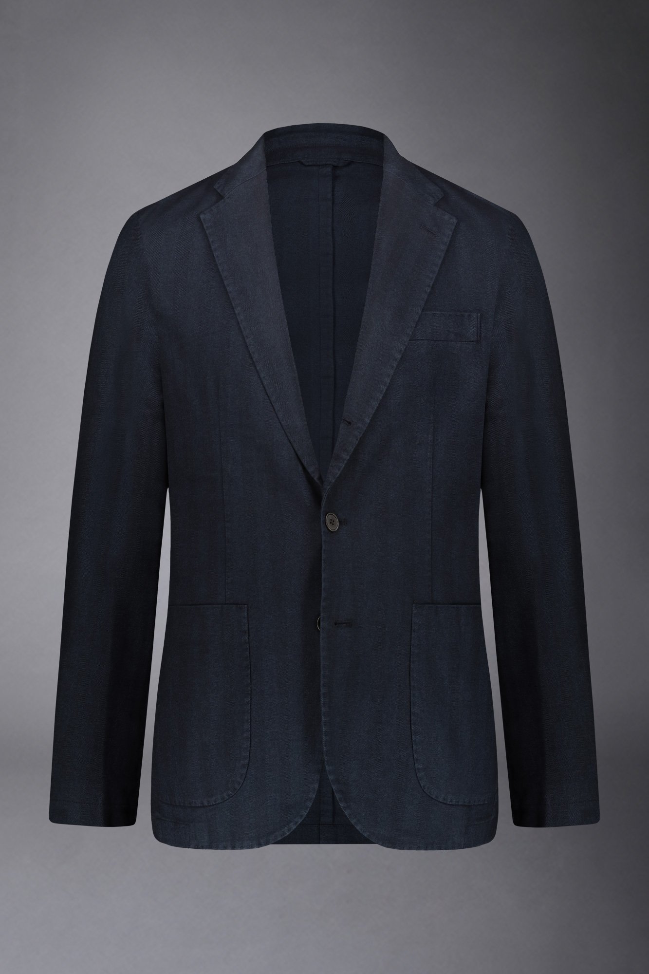 Men's single-breasted jacket in washed fabric with herringbone design ...