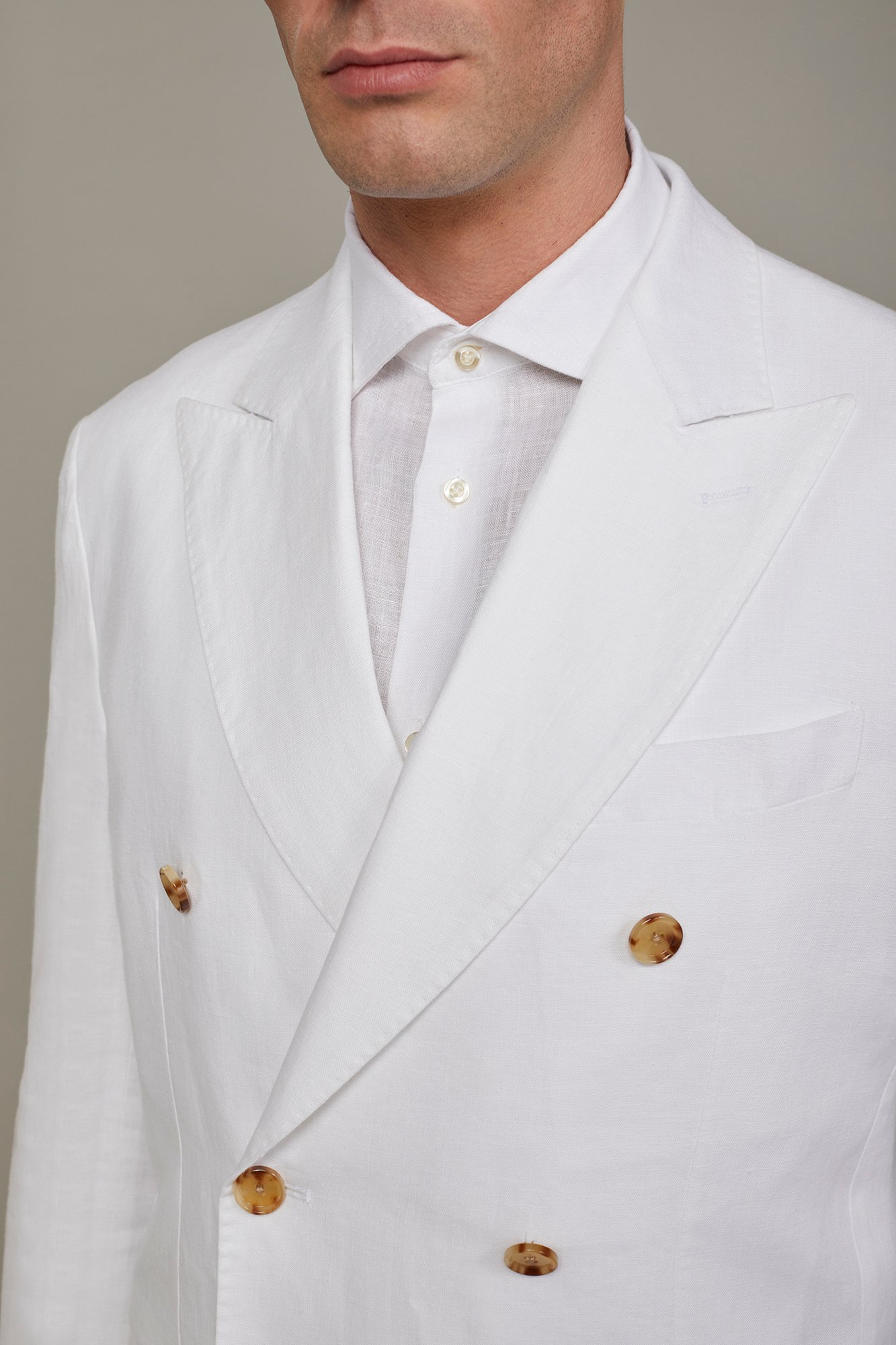 Men's double-breasted 100% linen regular fit suit | Doppelganger ...